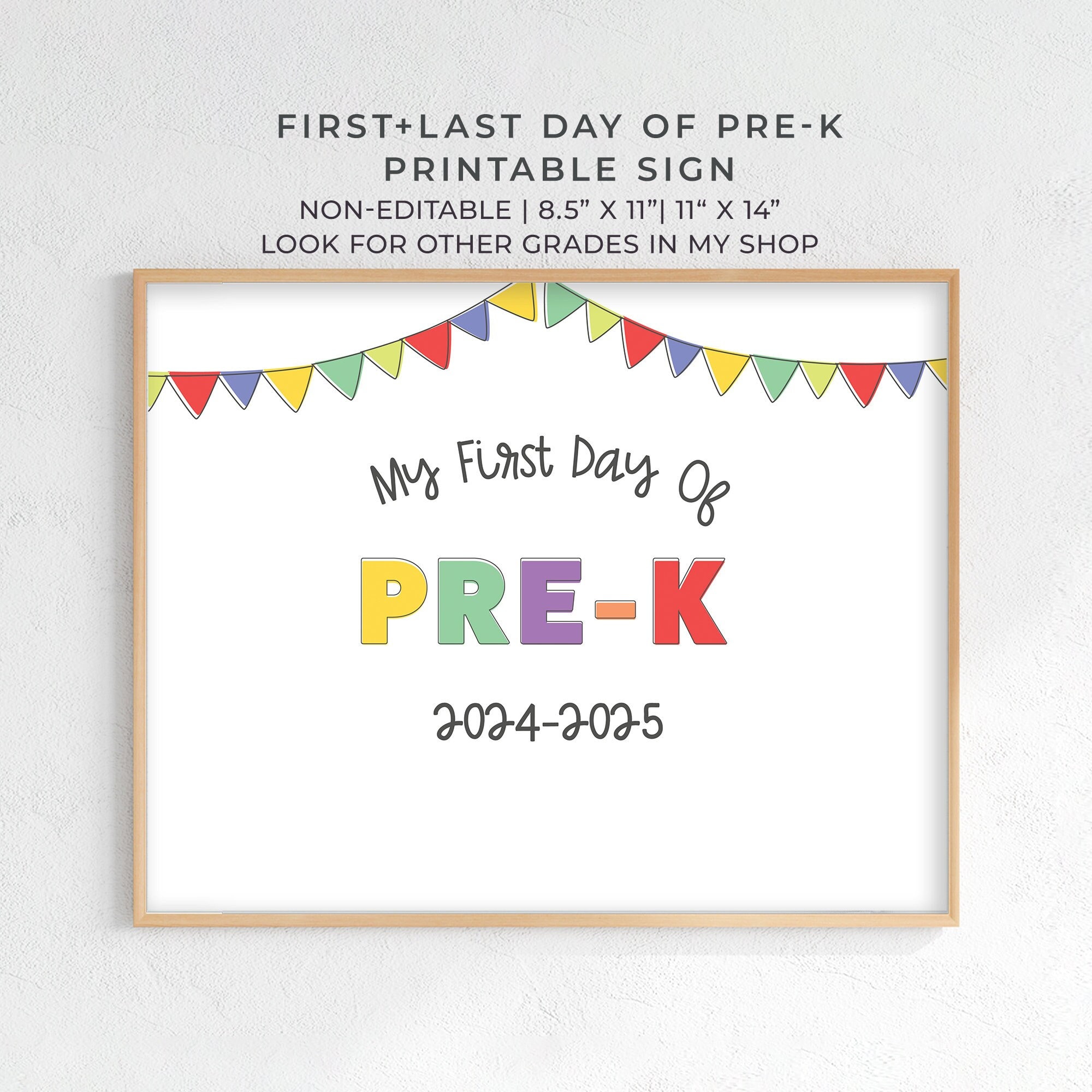 First Day of Pre-k Sign Printable, Last Day of Pre-k Sign, Non-editable ...