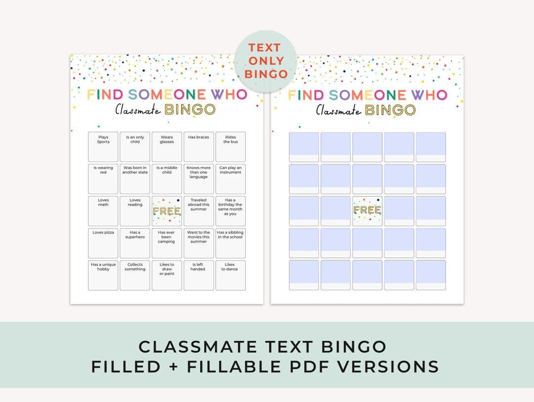 Back to School Bingo Printable, Fillable First Day of School Bingo ...