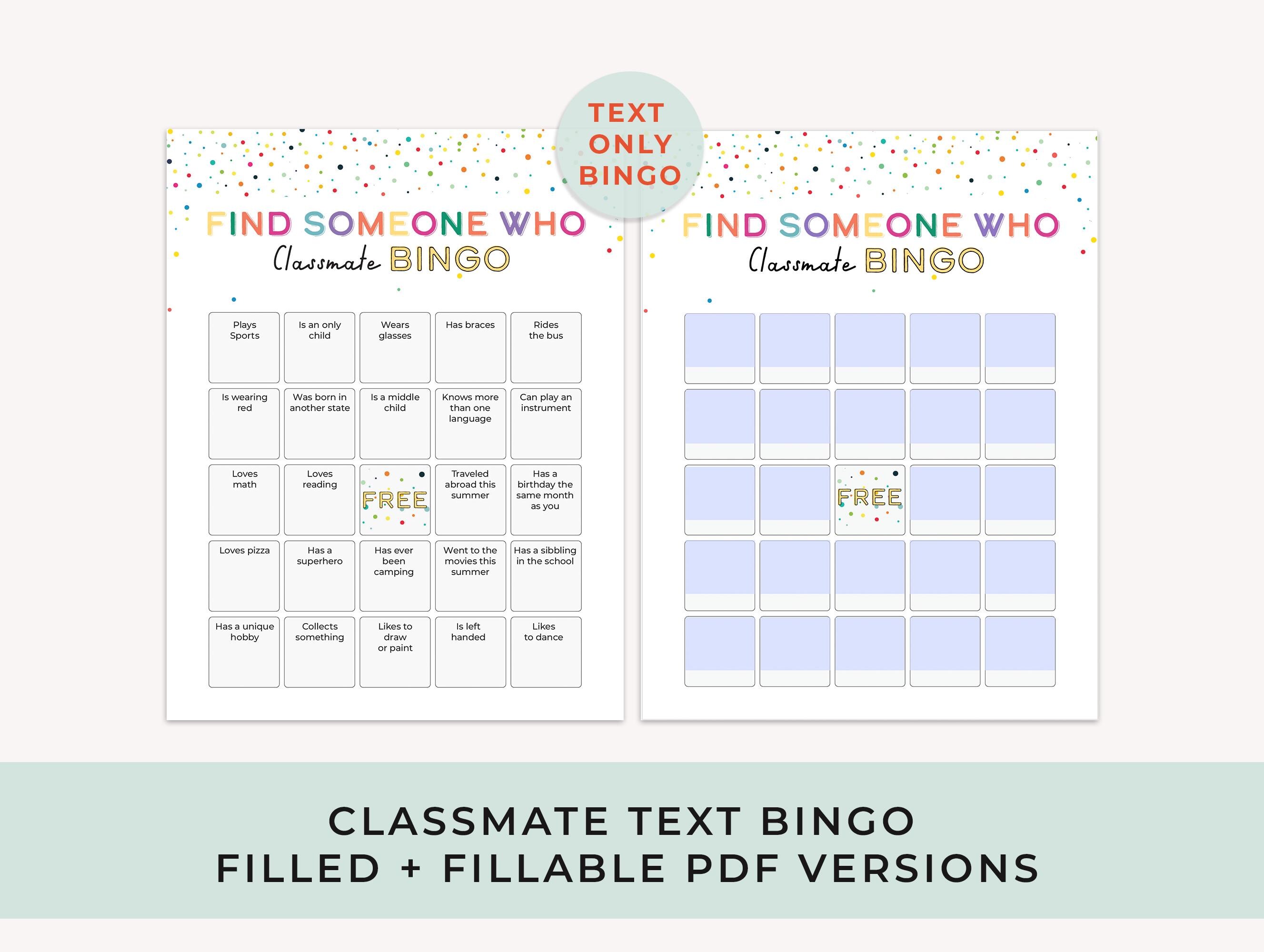 Back to School Bingo Printable, Fillable First Day of School Bingo ...