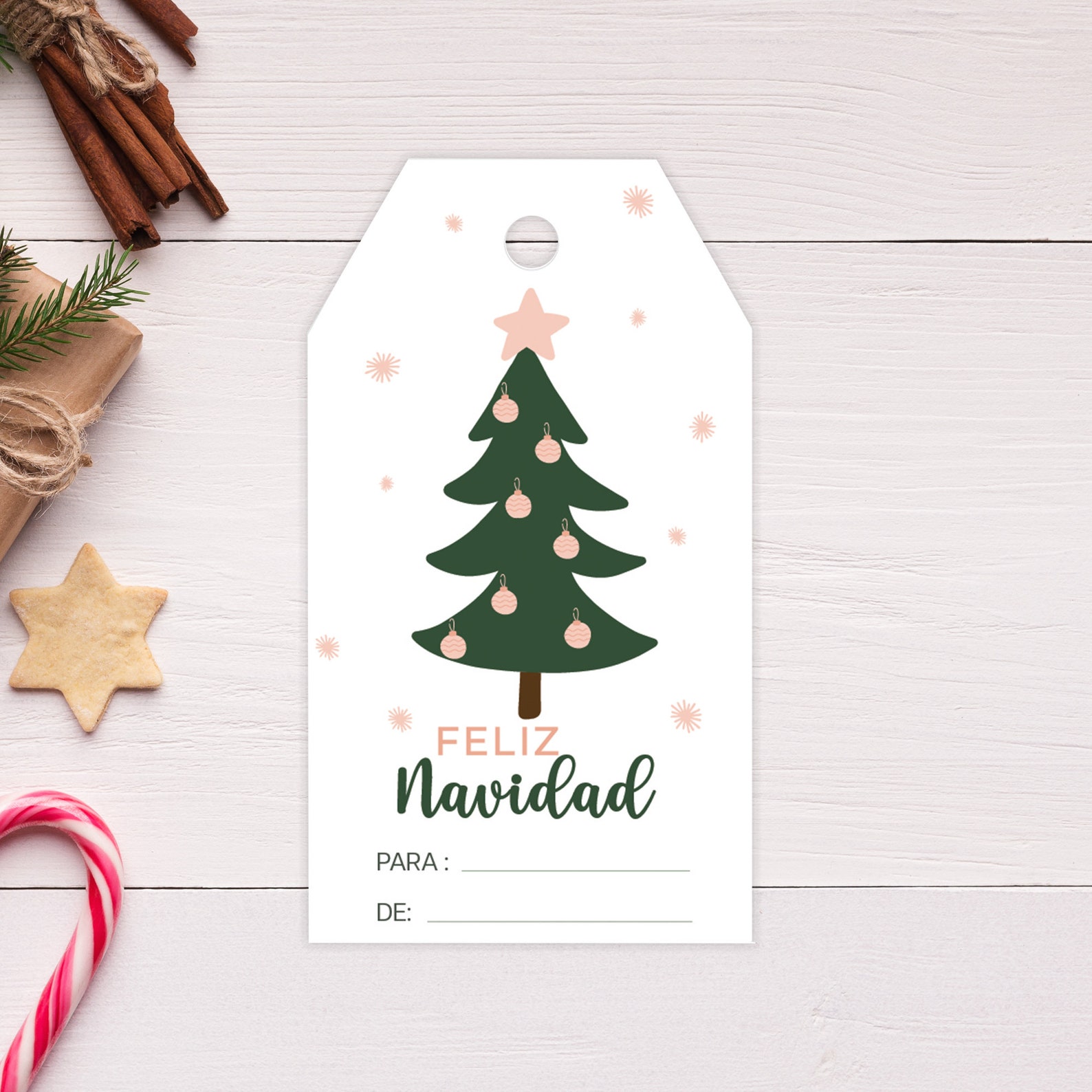 Feliz Navidad Gift Tag Printable, Felices Fiestas Gift Tag, Fillable ...