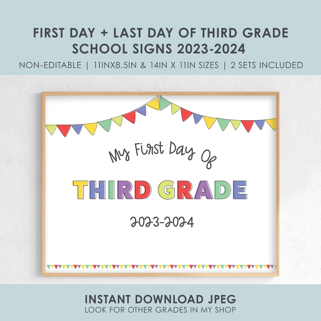 First Day of Third Grade Sign Last Day of Third Grade Sign - Etsy