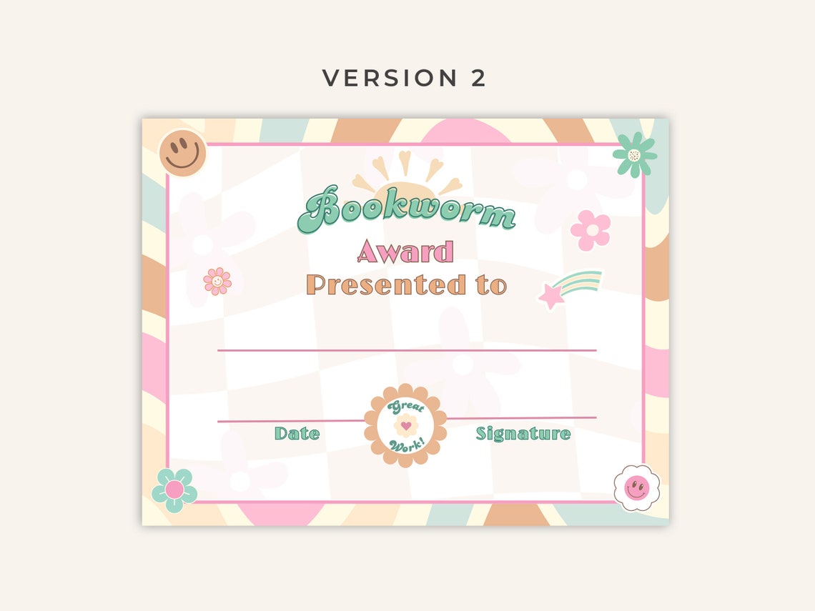 Retro Student Awards Canva Template, Groovy Awards Certificates for ...