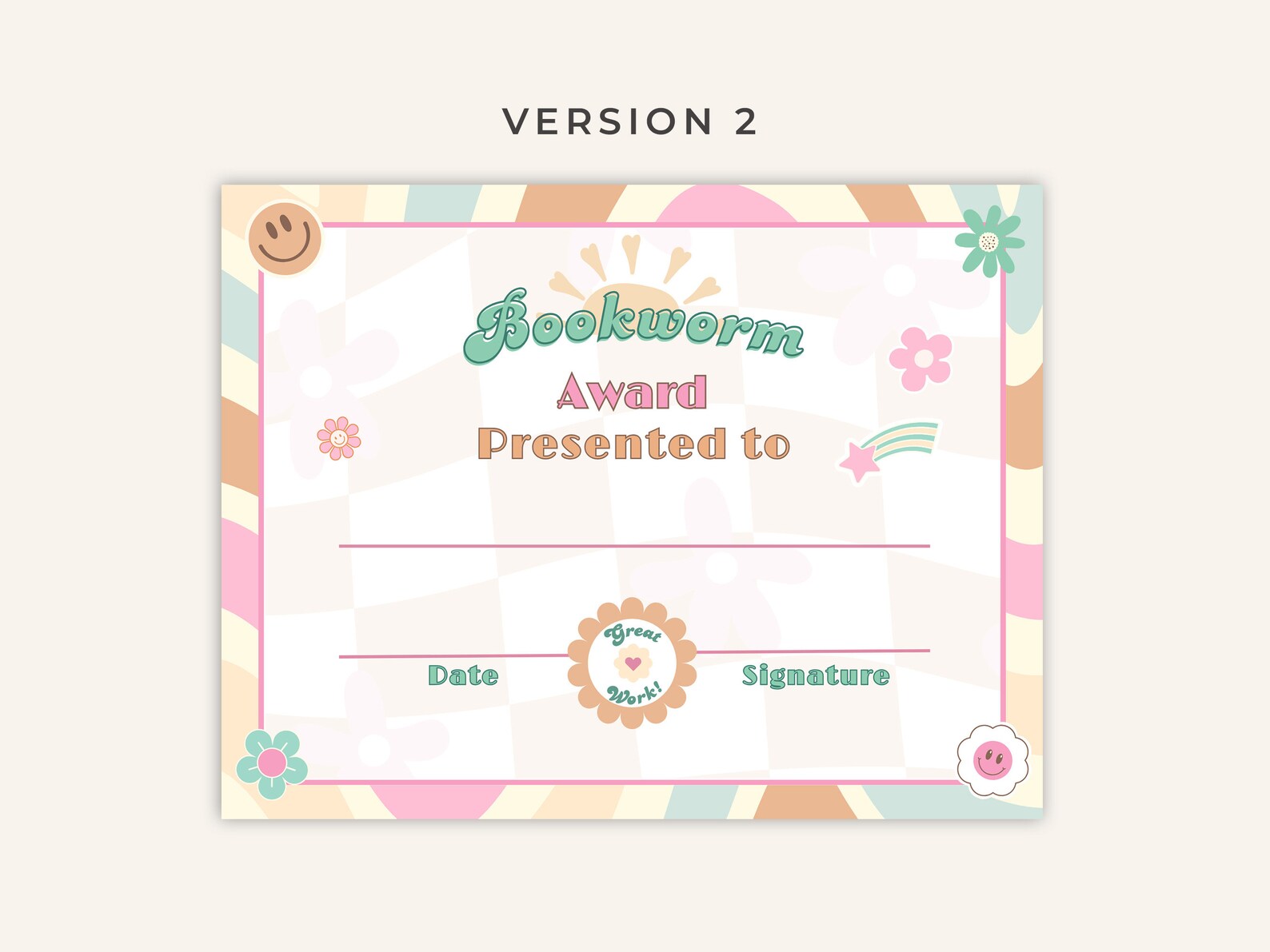 Retro Student Awards Canva Template, Groovy Awards Certificates for ...