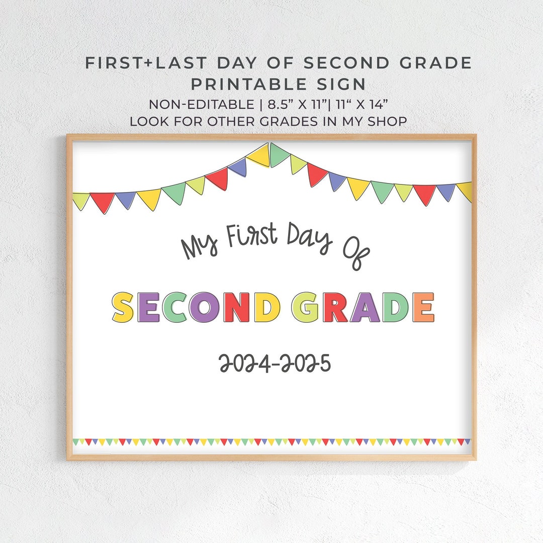 Second Grade School Sign Printable, Non-editable Back to School Sign ...
