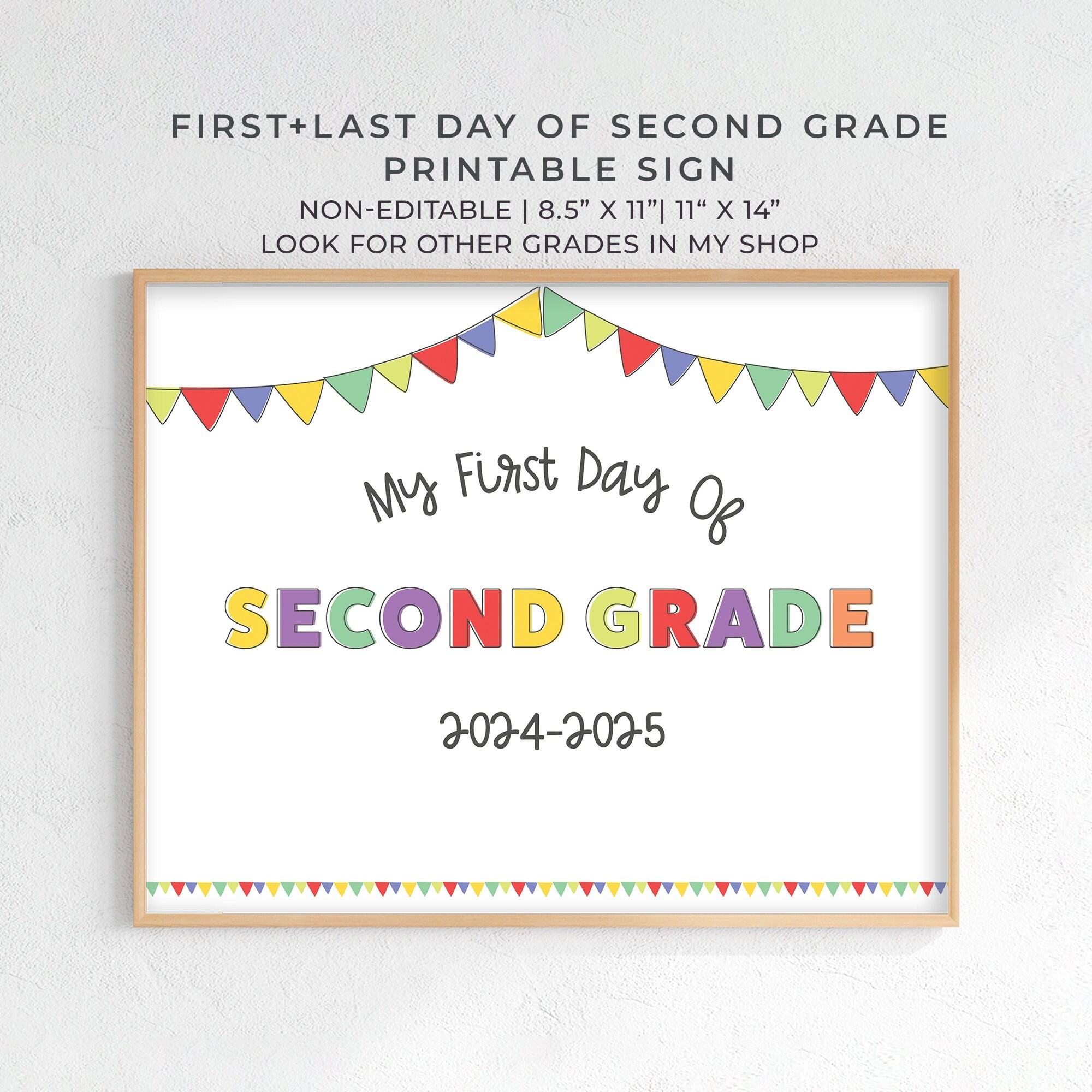 Second Grade School Sign Printable, Non-editable Back to School Sign ...