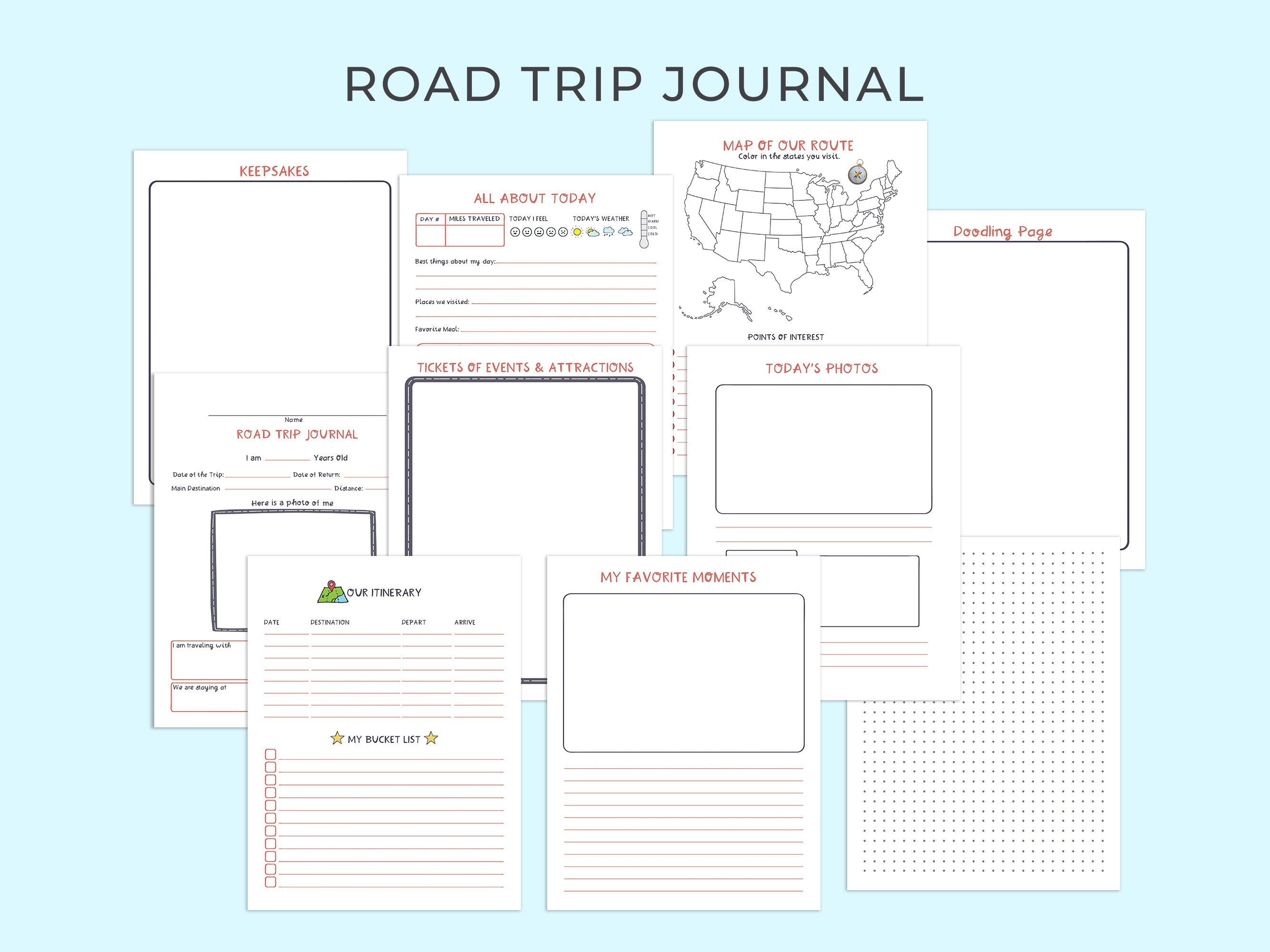 Printable Road Trip Activity Book for Kids, Family Road Trip Games ...