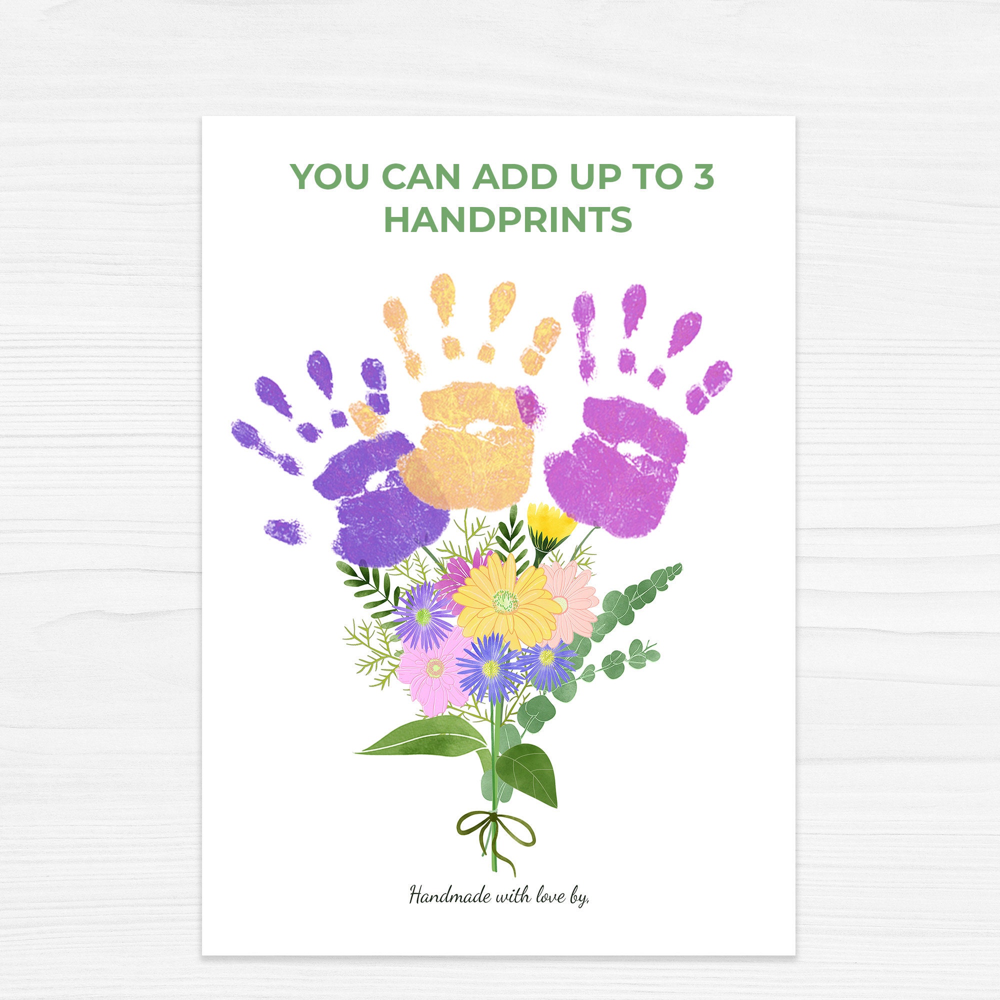 Flower Handprint Art With Customizable Dedication, Gift From Grandkids ...