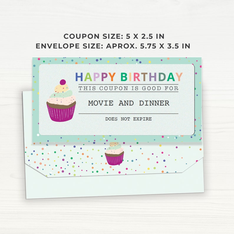 Editable Birthday Coupon Book, Printable PDF Coupons With Envelope ...