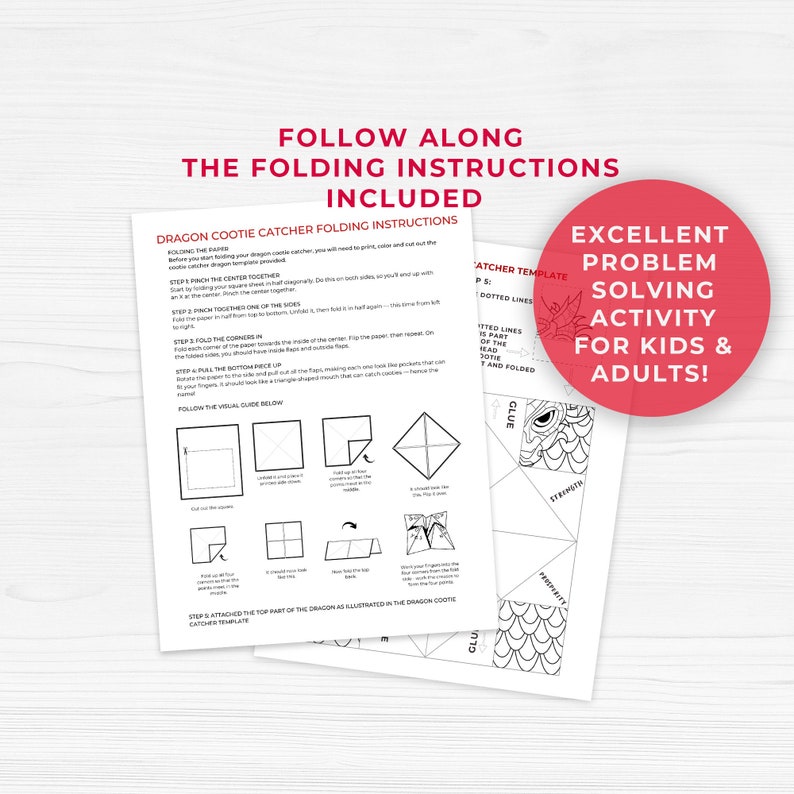 Lunar New Year Dragon Craft, Printable Dragon Template, Cootie Catcher ...