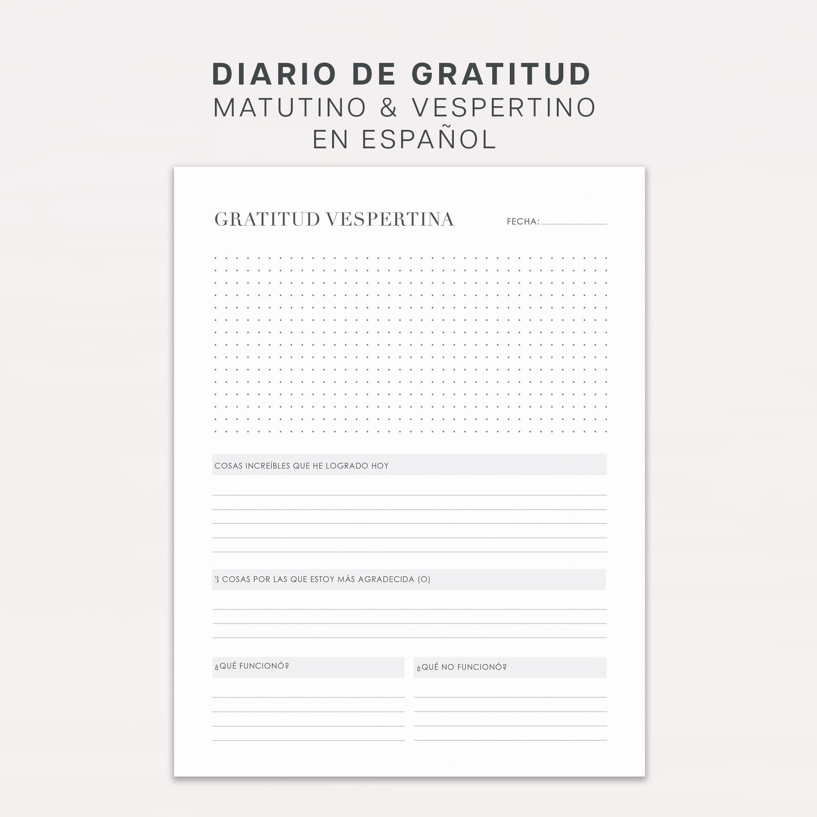 Morning and Evening Gratitude Journal in Spanish, Diario Matutino ...