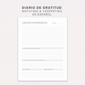 Morning and Evening Gratitude Journal in Spanish, Diario Matutino ...