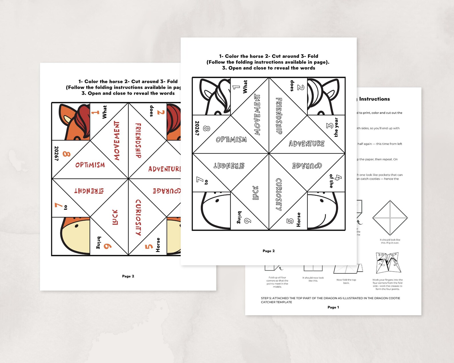 Lunar New Year Activity: Horse Cootie Catcher Craft, Origami Game - Etsy UK