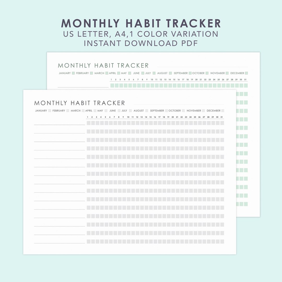 Monthly Habit Tracker Fillable PDF, Printable Monthly Routine and Goal ...