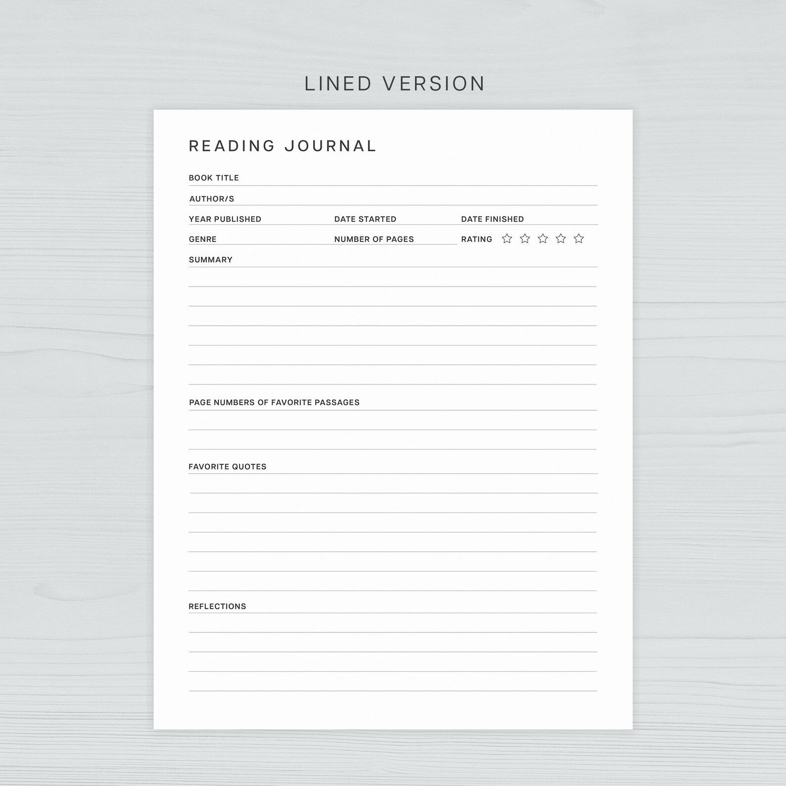 Reading Journal Printable, Fillable PDF Reading Journal, Reading ...