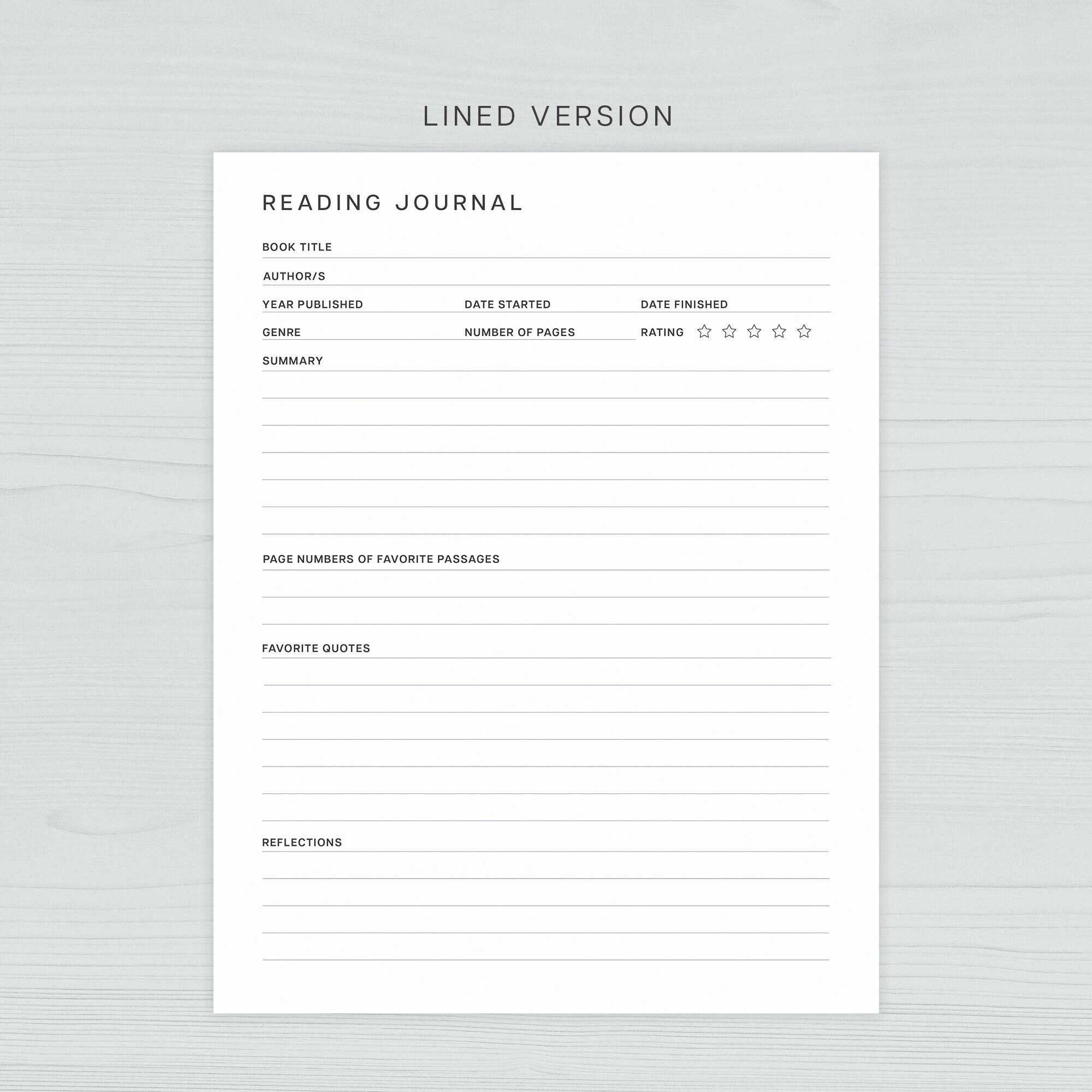 Reading Journal Printable, Fillable PDF Reading Journal, Reading ...