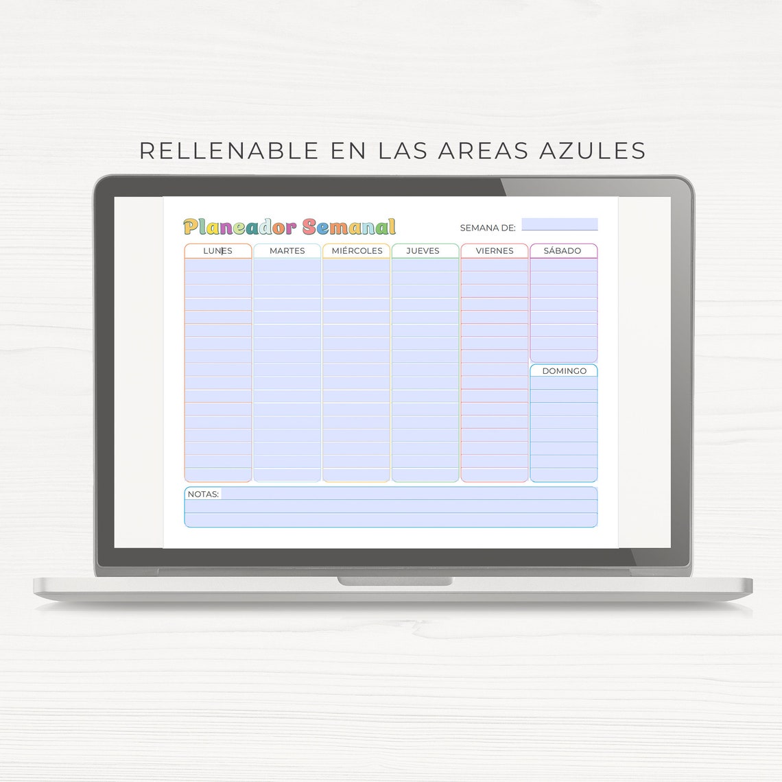 Spanish Weekly Planner Printable Fillable PDF, Weekly Schedule for Kids ...