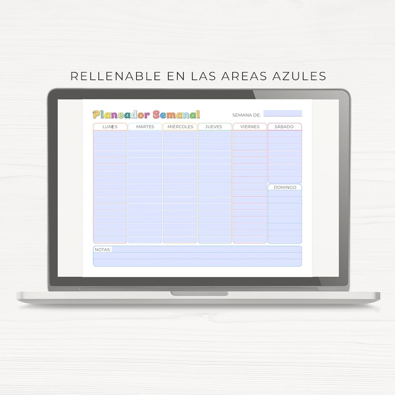 Spanish Weekly Planner Printable Fillable PDF, Weekly Schedule for Kids ...