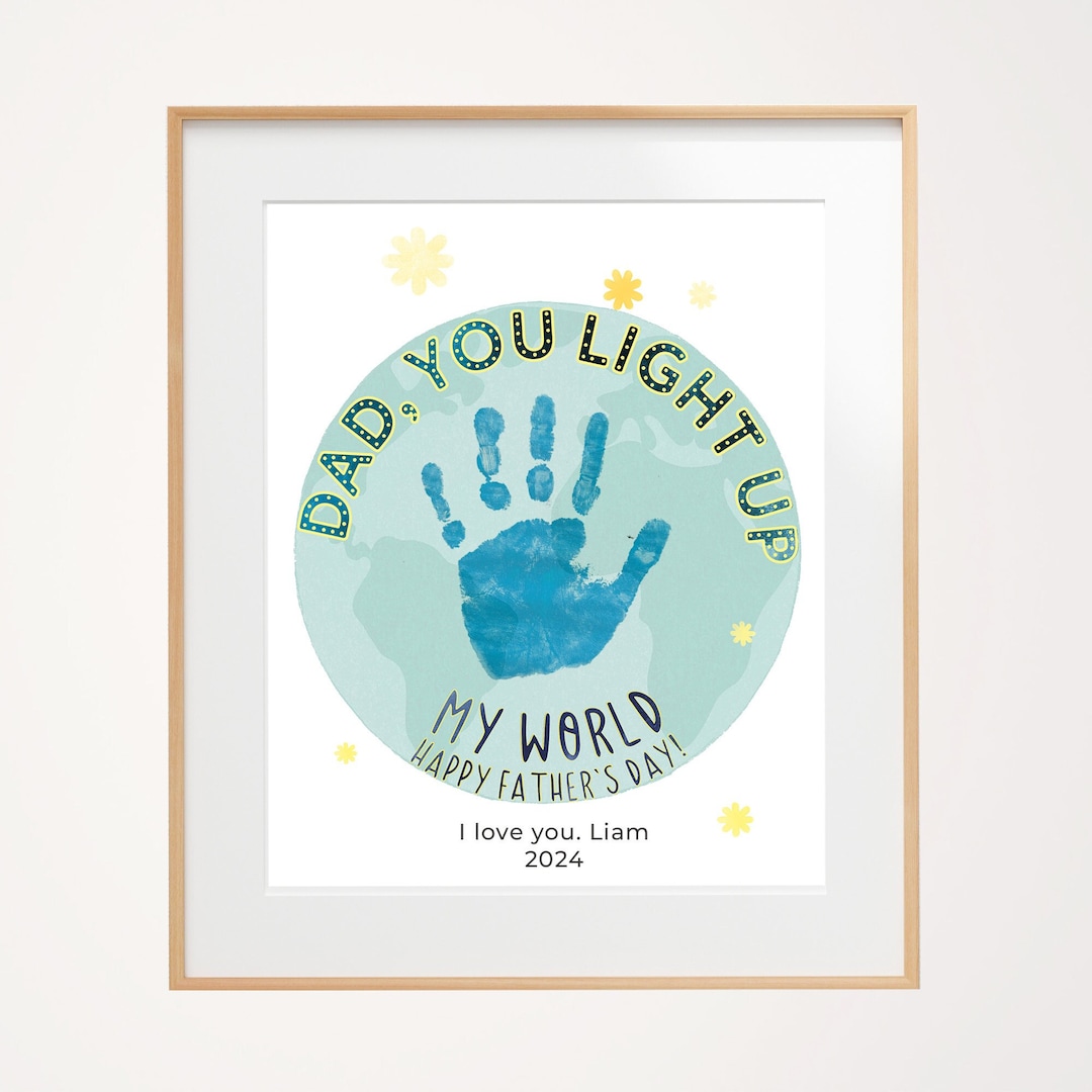 Father's Day Handprint Art, Handprint Craft Gift for Dad's Birthday ...