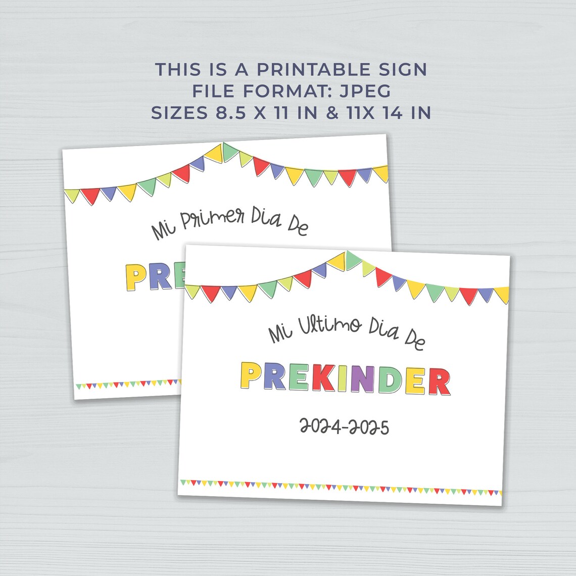 First Day of Pre-k, Printable School Sign in Spanish, Non-editable Back ...
