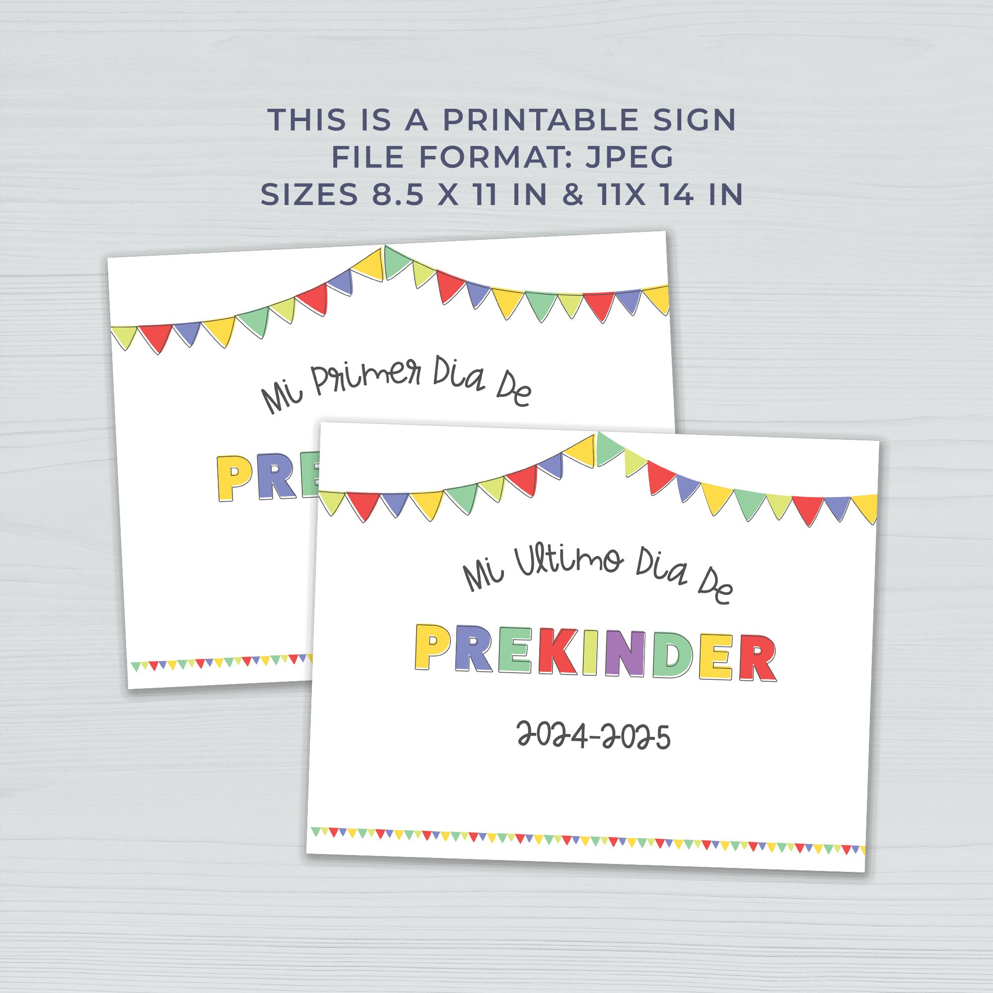 First Day of Pre-k, Printable School Sign in Spanish, Non-editable Back ...
