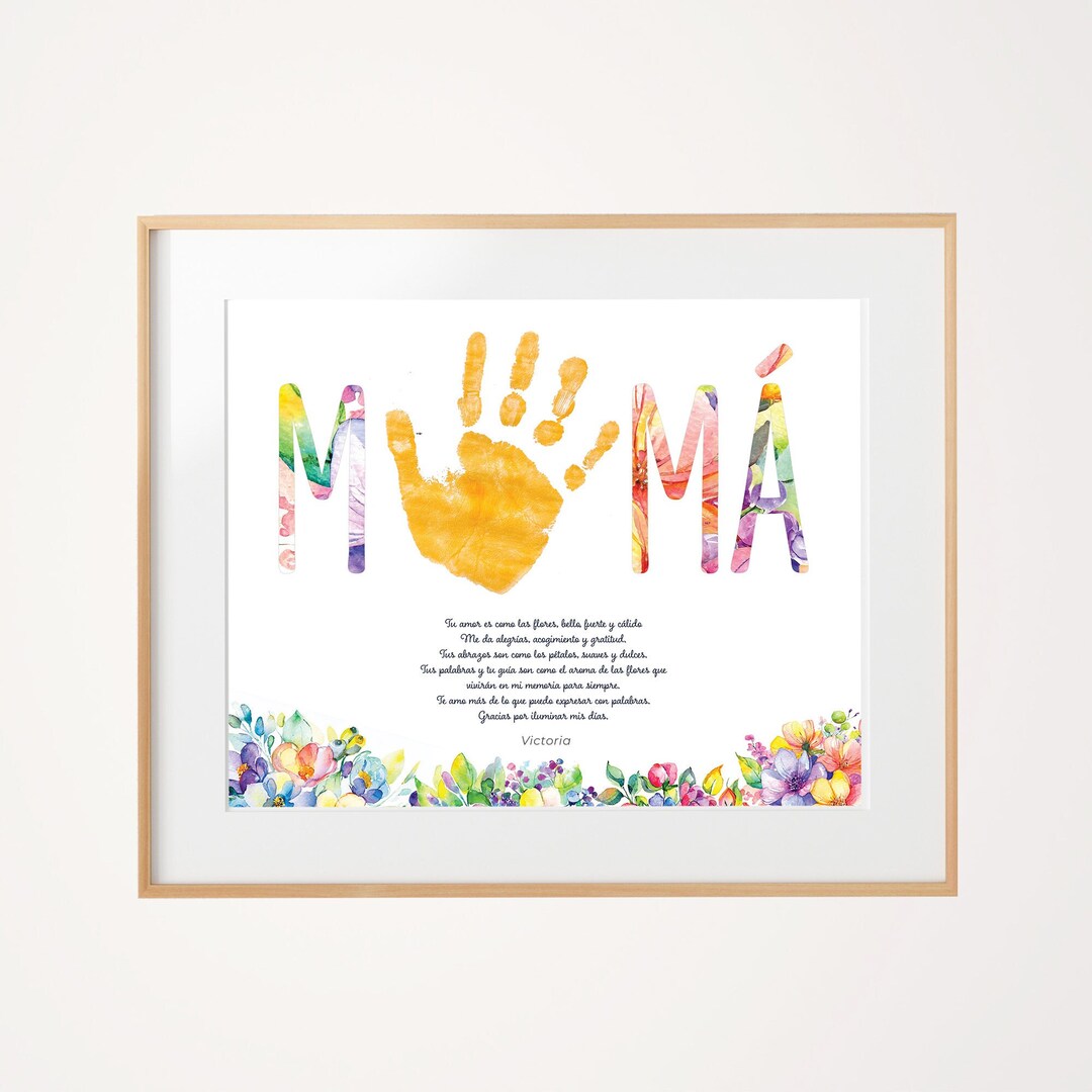 Mother's Day Handprint Art Printable in Spanish, Mamá Birthday ...