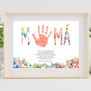Mother's Day Handprint Art Printable in Spanish, Mamá Birthday ...
