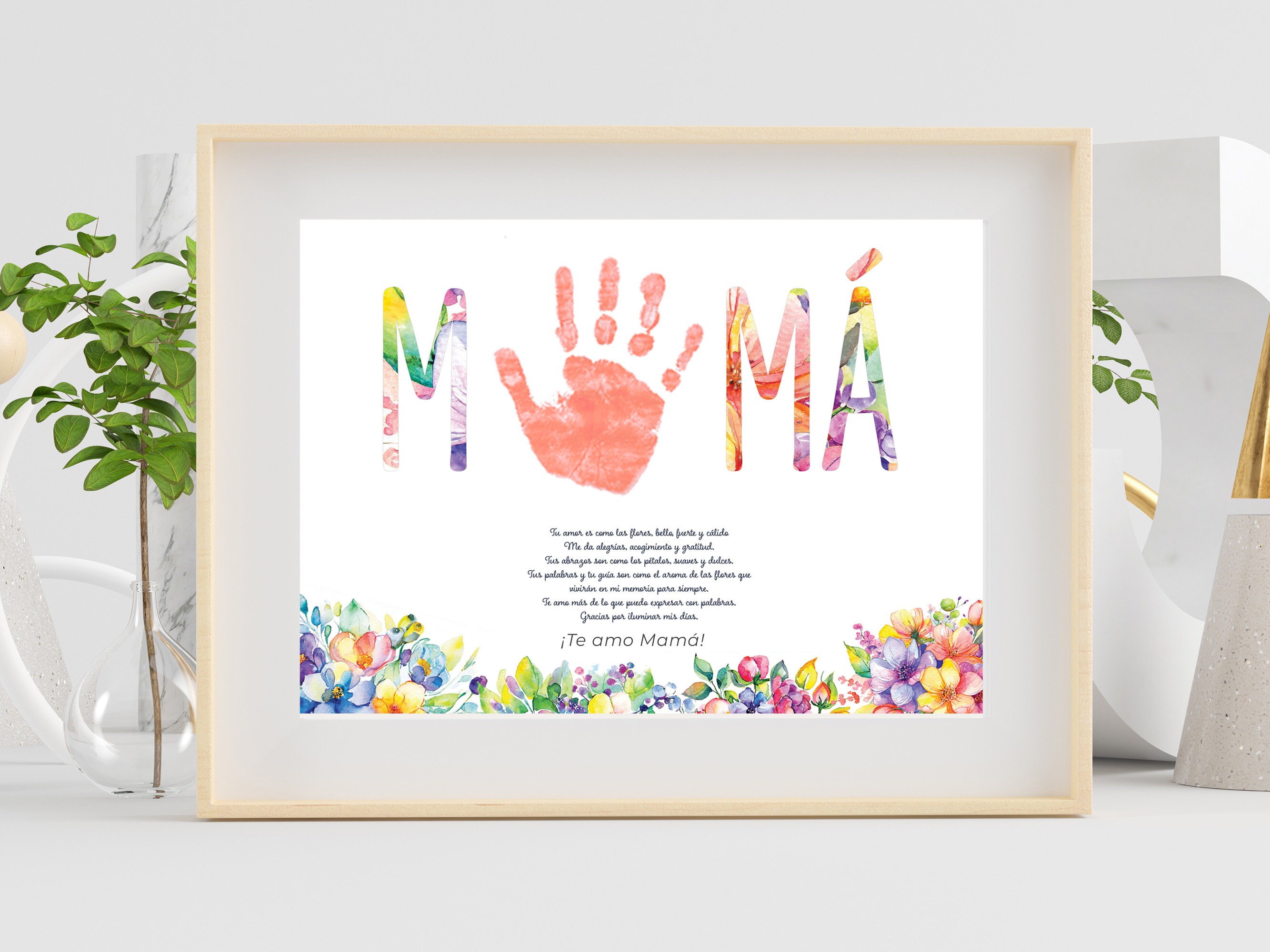 Mother's Day Handprint Art Printable in Spanish, Mamá Birthday ...