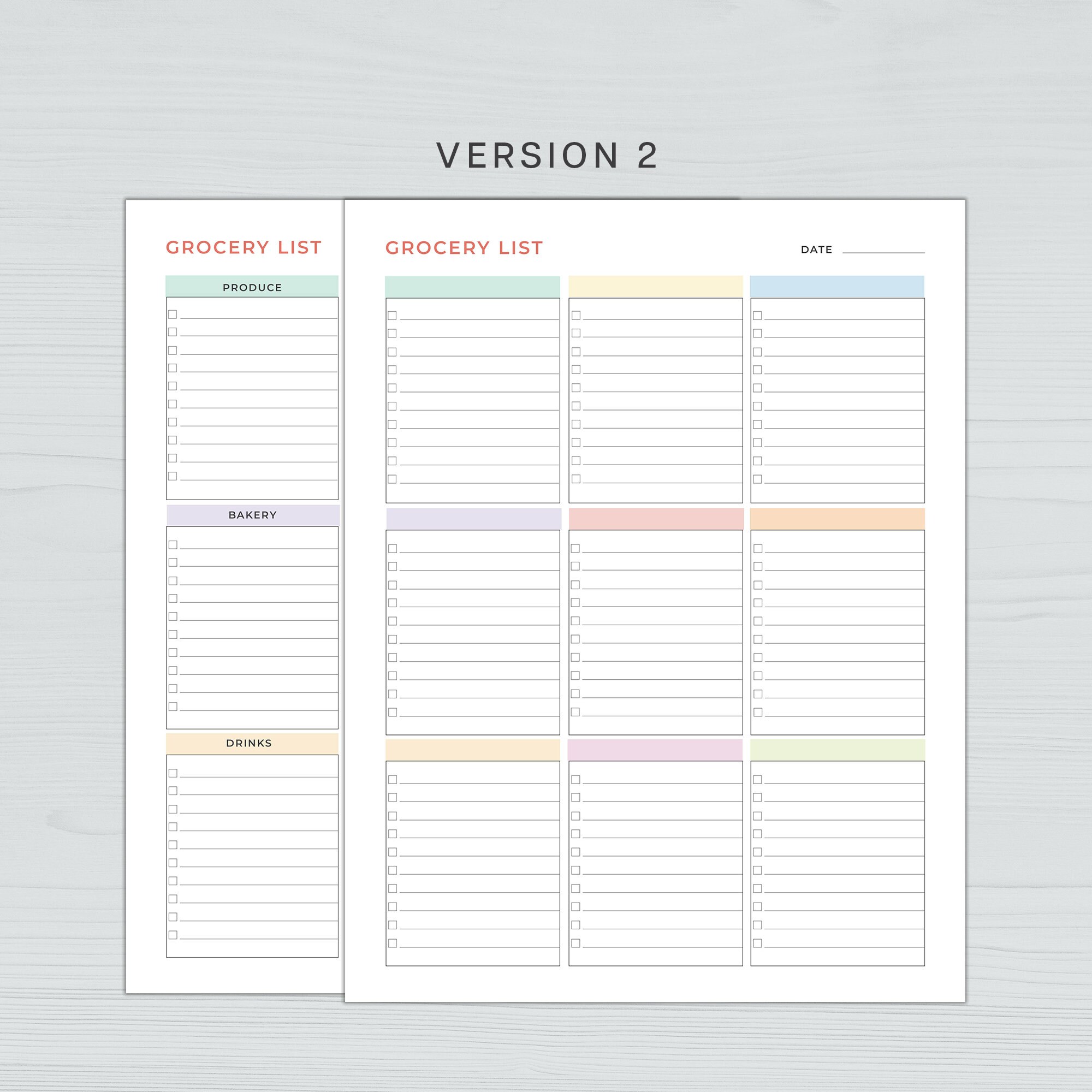 Customizable Grocery List Bundle, Food Shopping List Template, Fillable ...