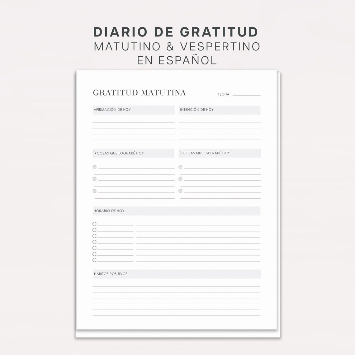 Morning and Evening Gratitude Journal in Spanish, Diario Matutino ...