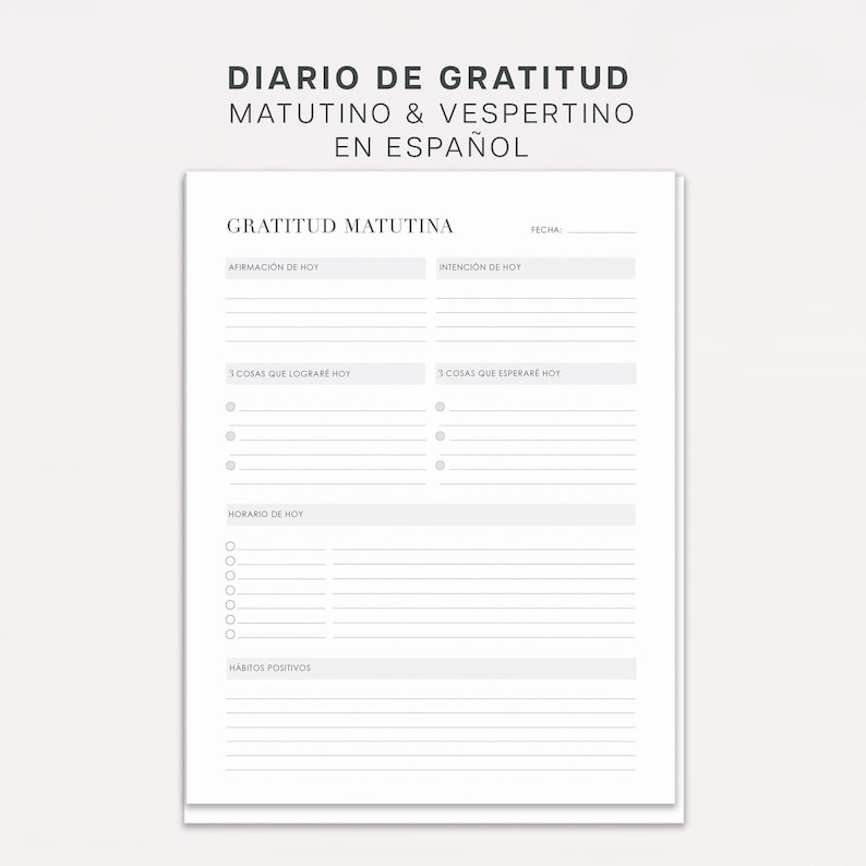 Morning and Evening Gratitude Journal in Spanish, Diario Matutino ...
