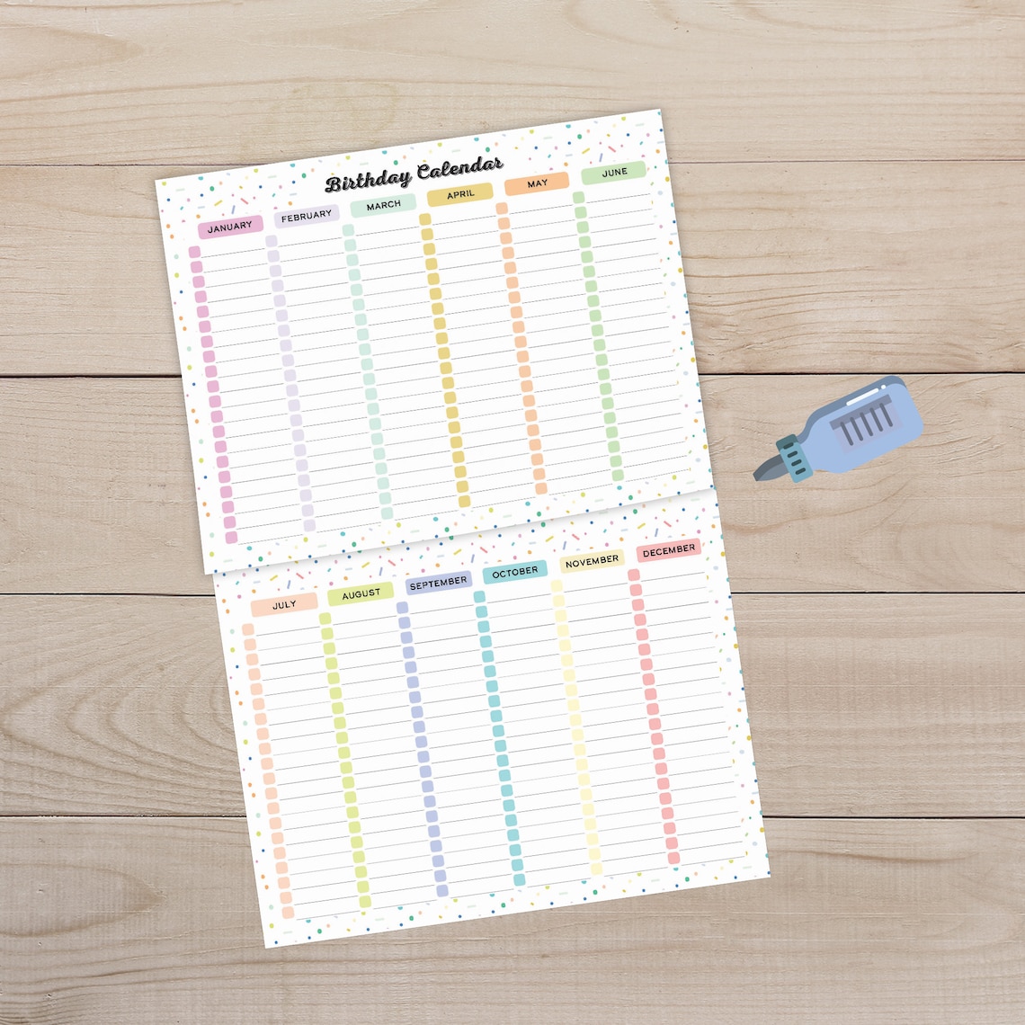 Fillable Birthday Calendar Poster: Office Staff Organizer (PDF) - Etsy