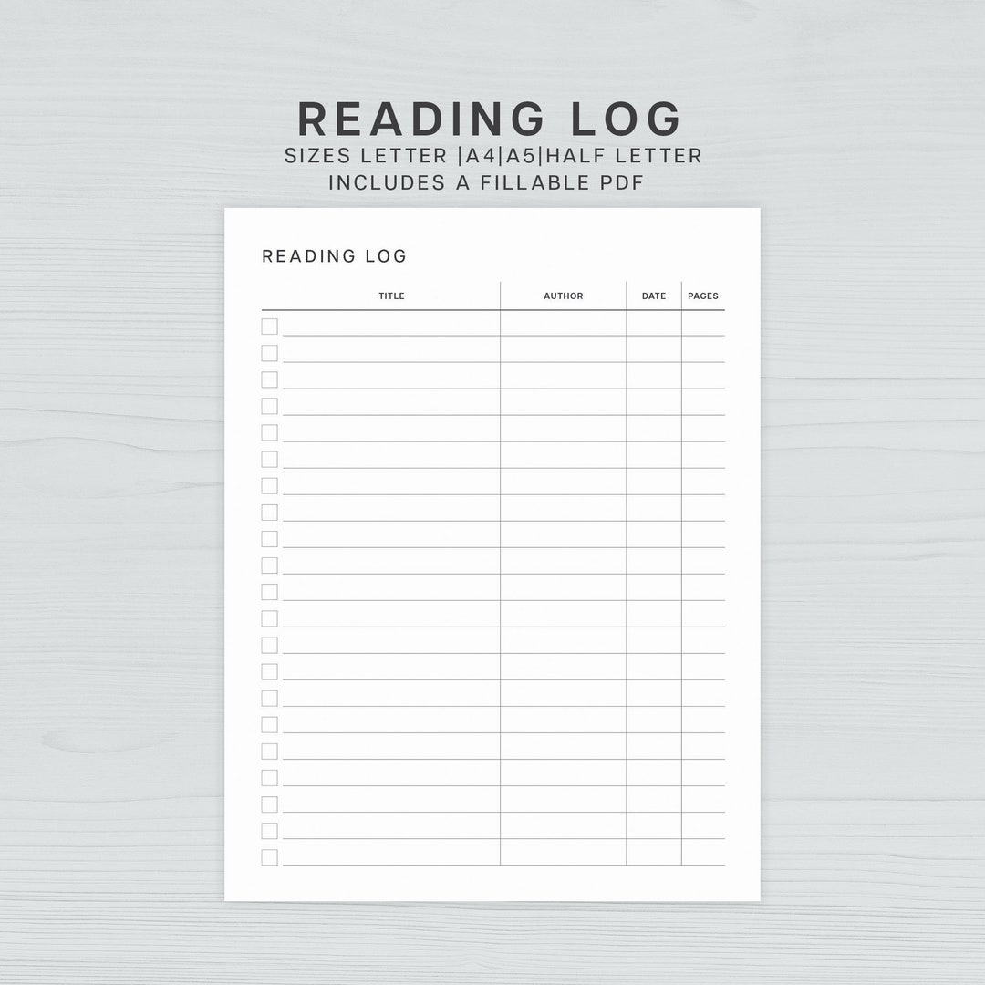 Printable Reading Log, Reading Planner PDF, Digital Reading Log ...