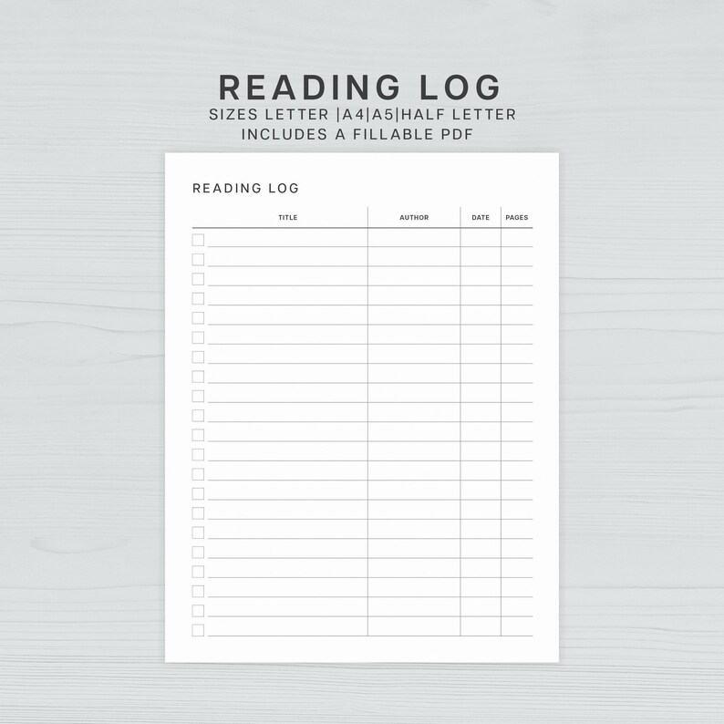Printable Reading Log, Reading Planner PDF, Digital Reading Log ...