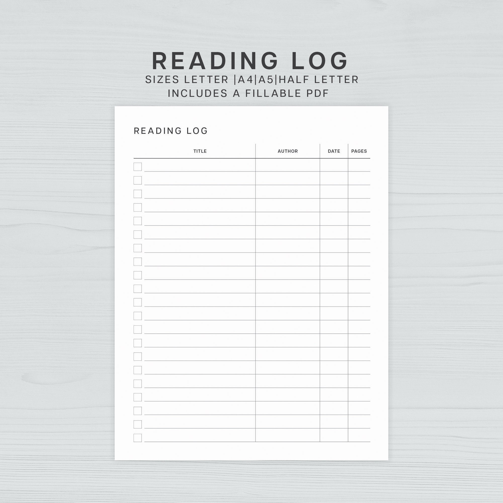 Printable Reading Log, Reading Planner PDF, Digital Reading Log ...