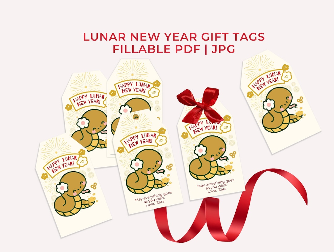 Lunar New Year Gift Tag- Fillable PDF, Year of the Snake 2025 Gift ...