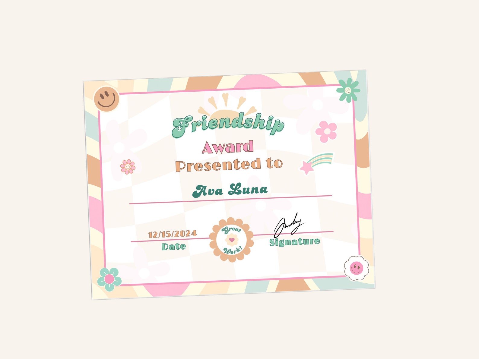 Retro Student Awards Canva Template, Groovy Awards Certificates for ...