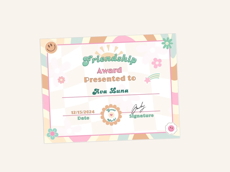 Retro Student Awards Canva Template, Groovy Awards Certificates for ...