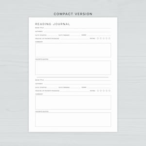 Reading Journal Printable, Fillable PDF Reading Journal, Reading ...