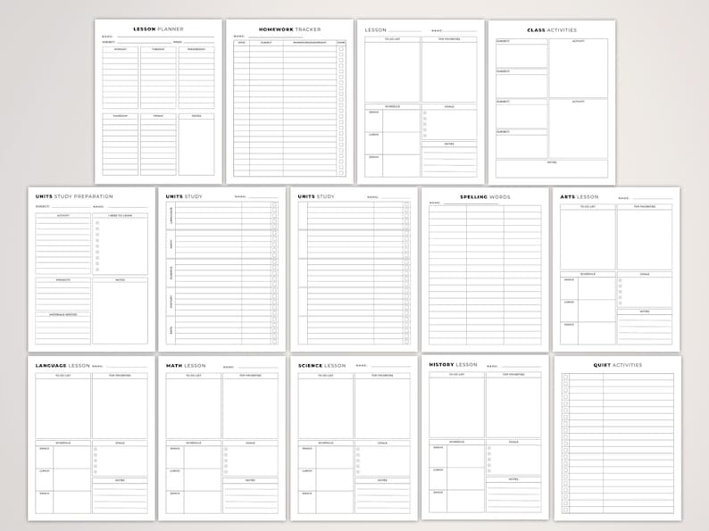 Homeschool Planner Printable, Lessons Planner Pages for Homeschooling ...