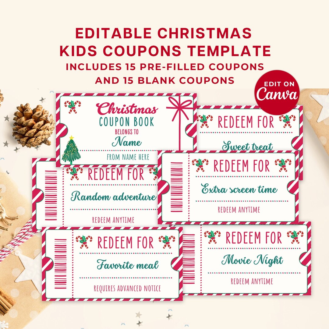 Christmas Kids Coupon Template, Editable in Canva Coupon Template ...