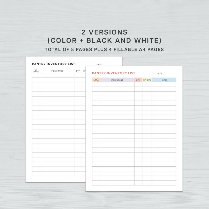 Printable Kitchen Inventory Planner Template Bundle, Pantry, Freezer ...