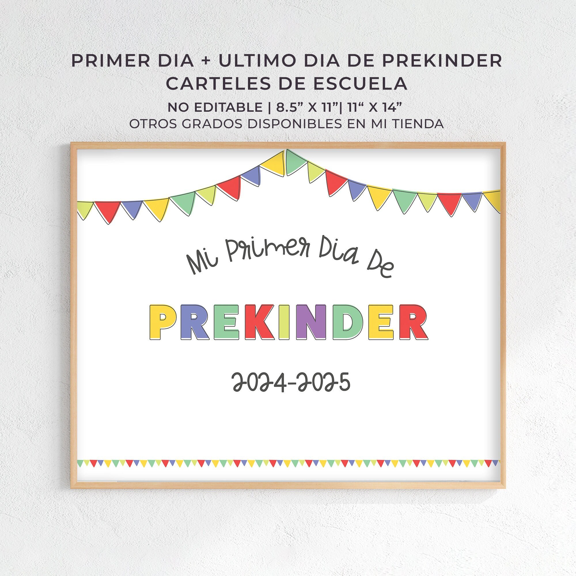 First Day of Pre-k, Printable School Sign in Spanish, Non-editable Back ...