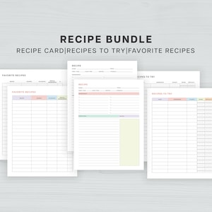 Meal Plan Template Bundle, Recipe Card, Grocery List, Weekly Meal Plan ...