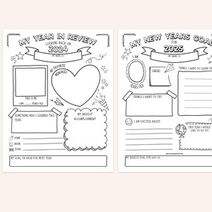 2025 New Years Goals Activity Page for Kids Printable, Year in Review ...