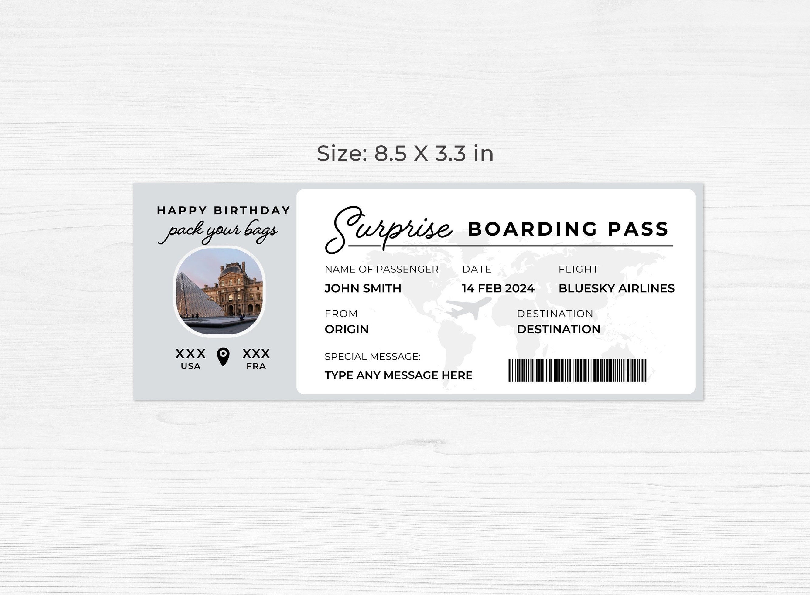 Editable Surprise Boarding Pass Template: DIY Vacation Gift (canva) - Etsy