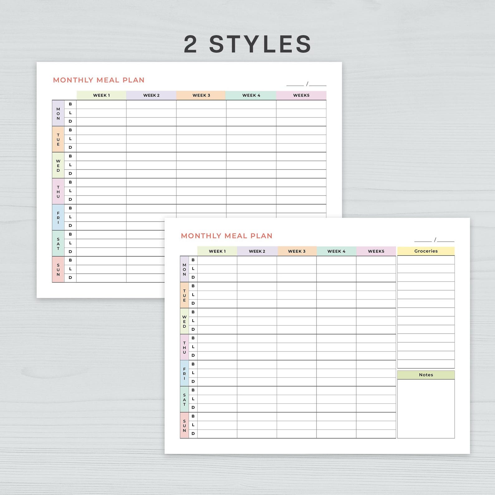 Monthly Meal Planner Printable: Family Meal Prep Template (fillable PDF ...