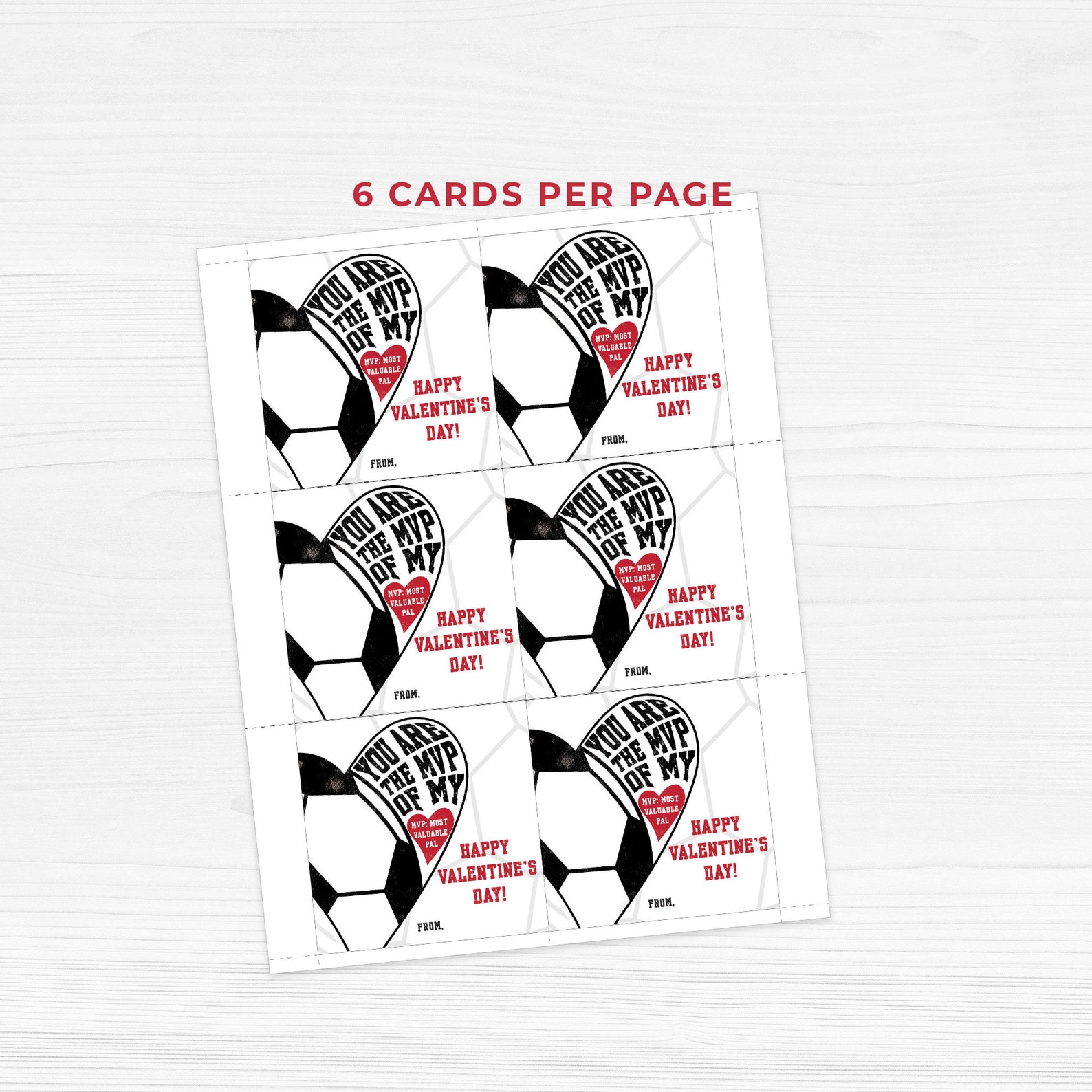 Editable Soccer Valentine's Card, Kids Valentine's Day Cards, School ...