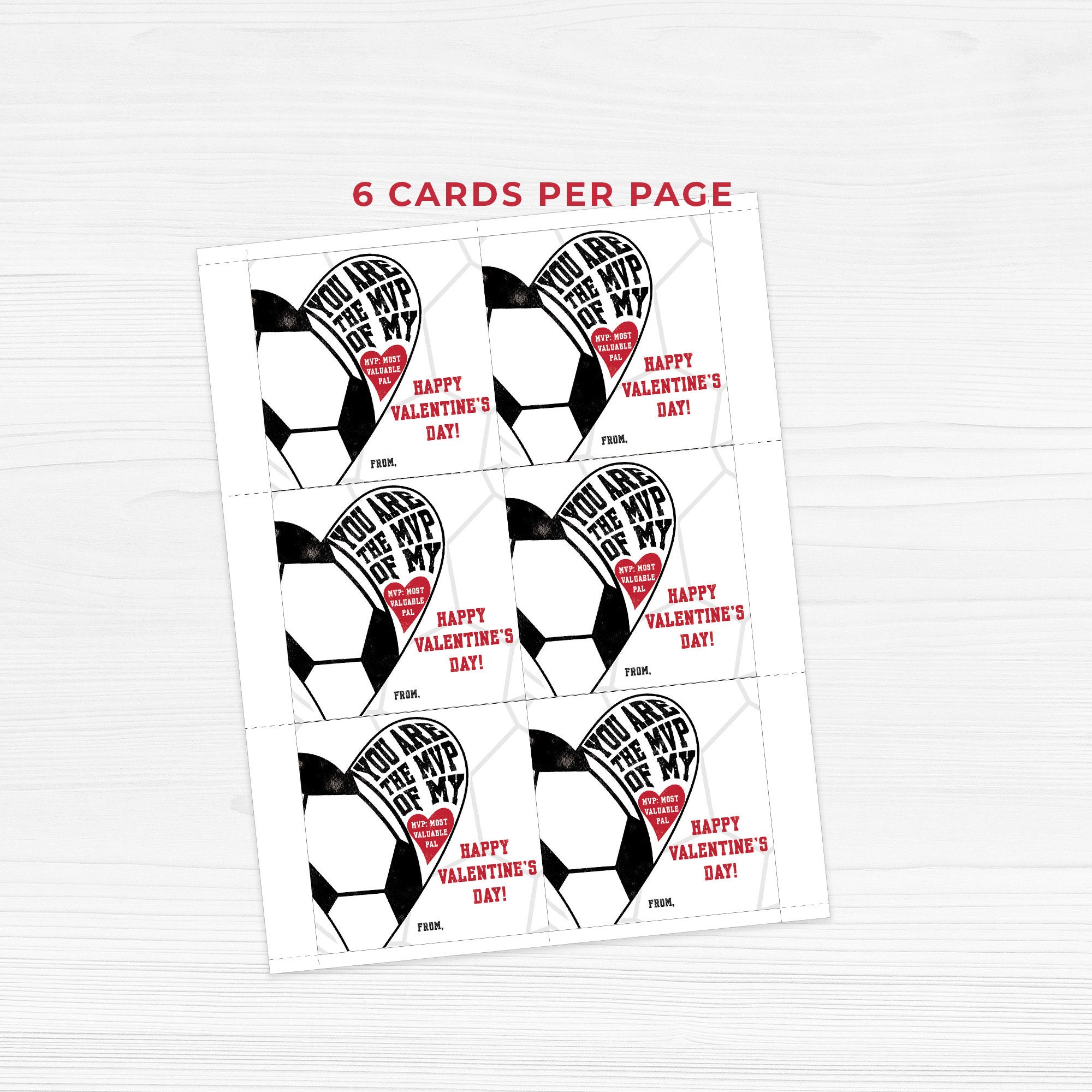 Editable Soccer Valentine's Card, Kids Valentine's Day Cards, School ...