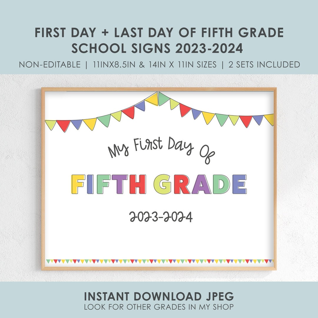 First Day of School Fifth Grade Sign Printable School Sign - Etsy