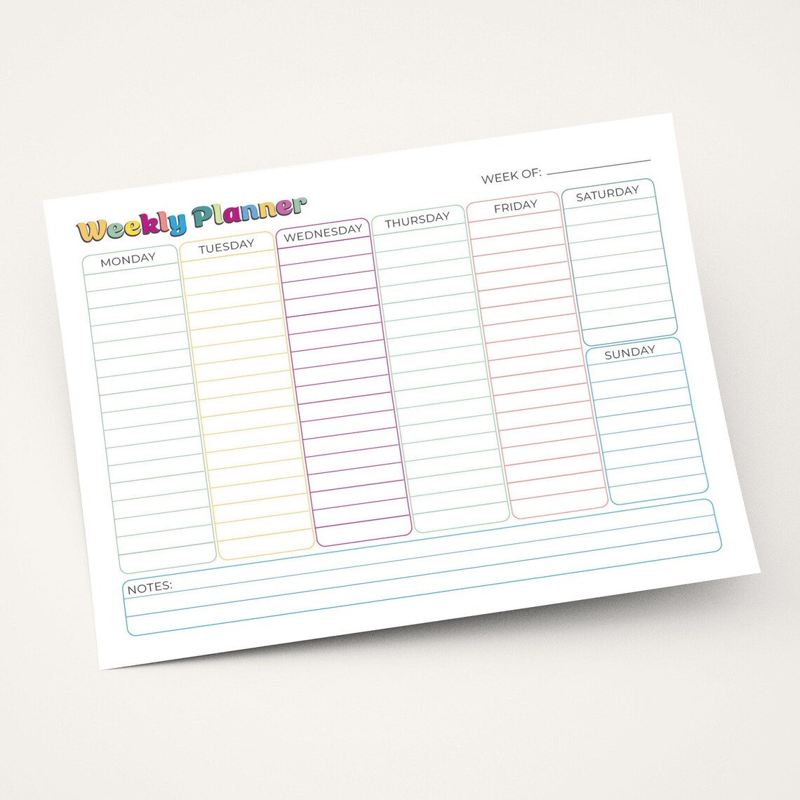 Weekly Planner Printable Fillable PDF, Weekly Schedule for Kids, Family ...